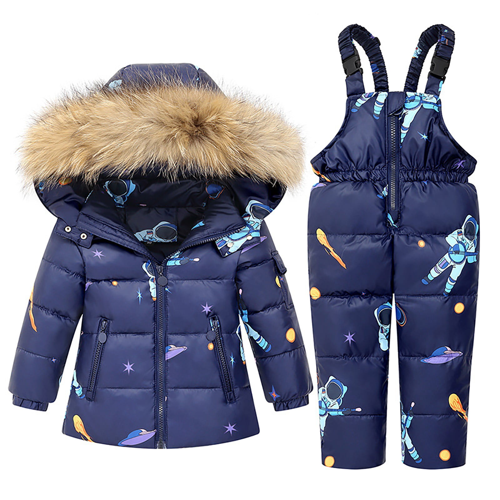 Ruyang Girls Boys Snow Pant And Jacket Toddler Snowsuit Winter Clothes Hooded Puffer Snow Bib ...