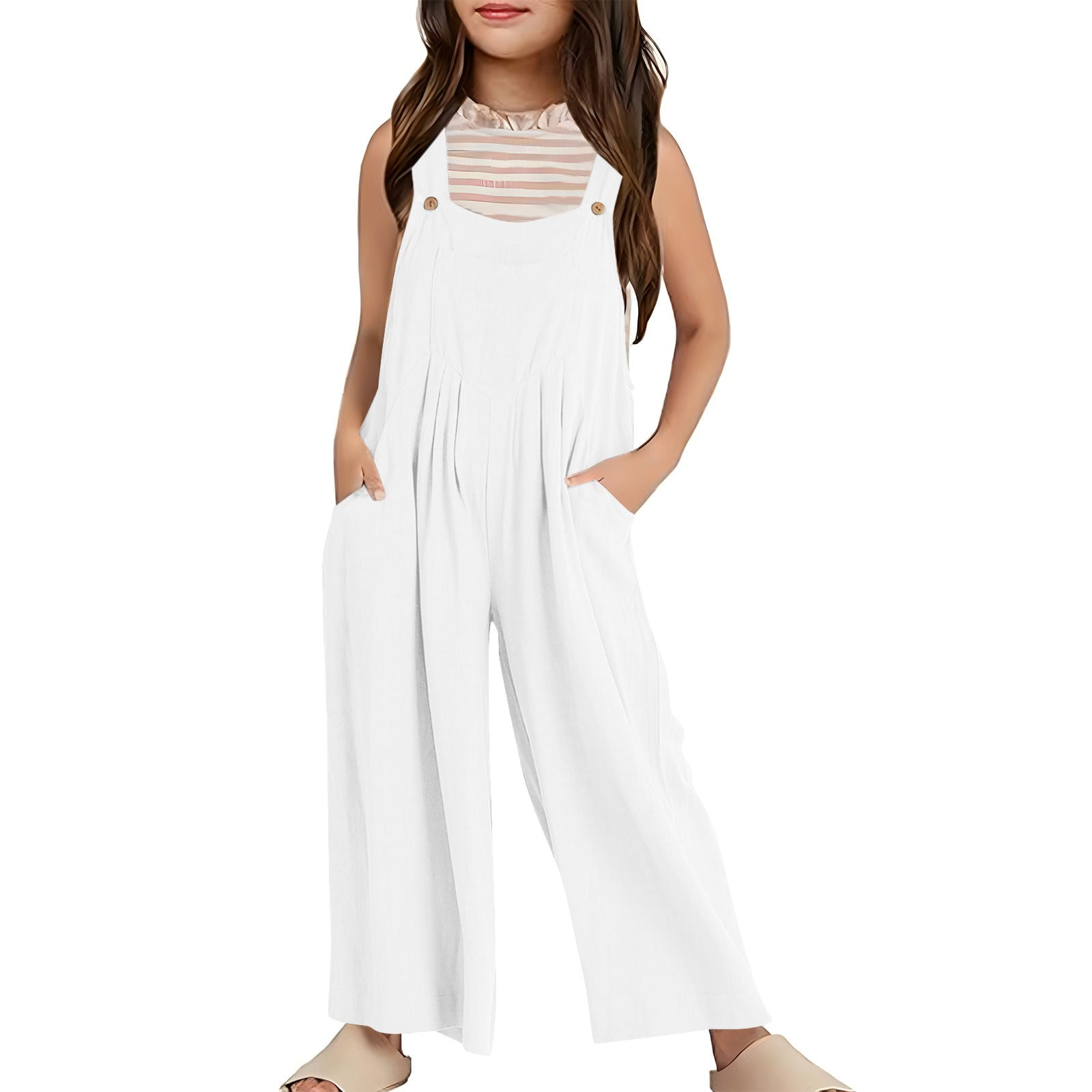 Ruyang Girls Jumpsuits Wide Leg Long Pants Loose Fit Overalls ...
