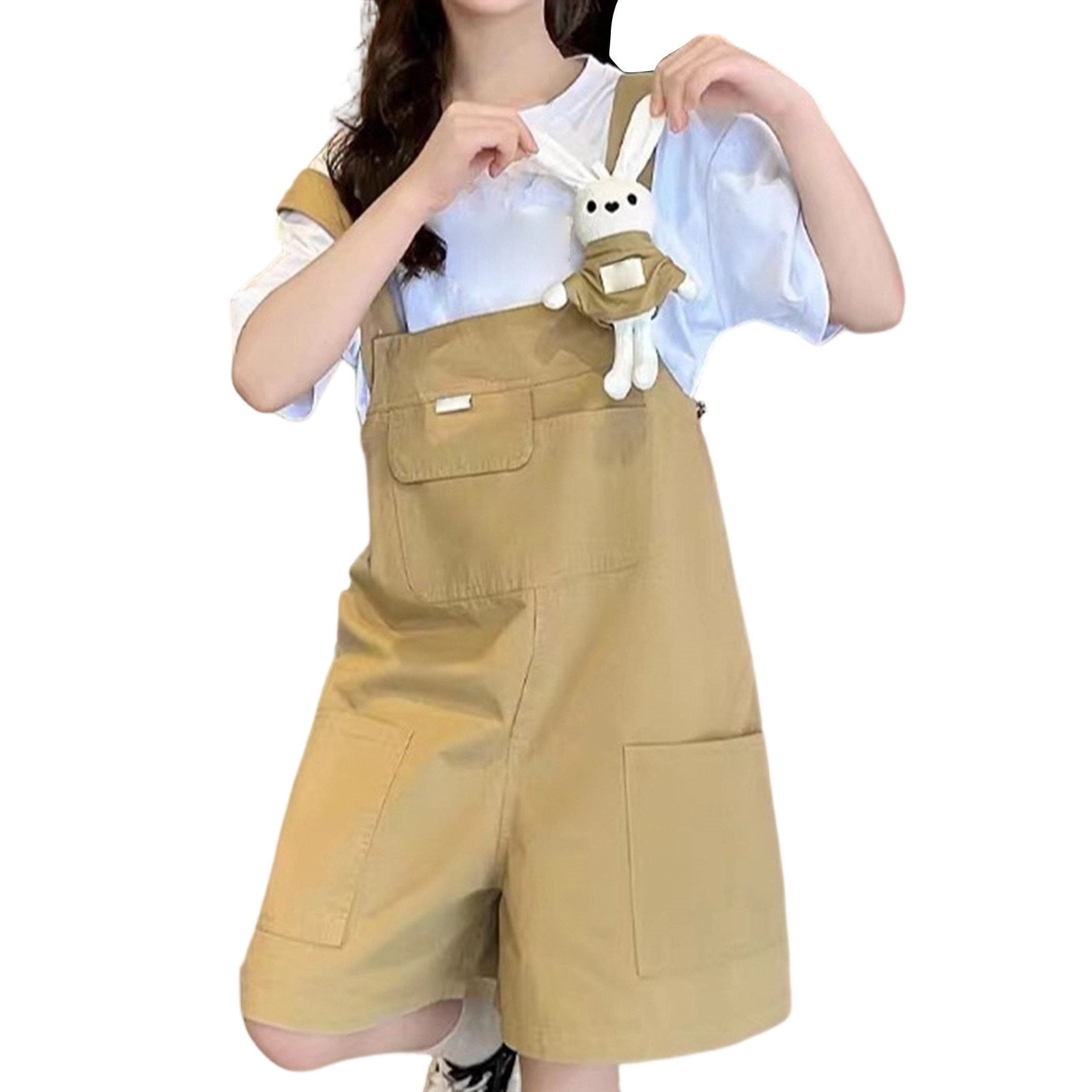 Ruyang Girls Short Overalls Cute 3D Bunny Ornament Adjustable Strap ...