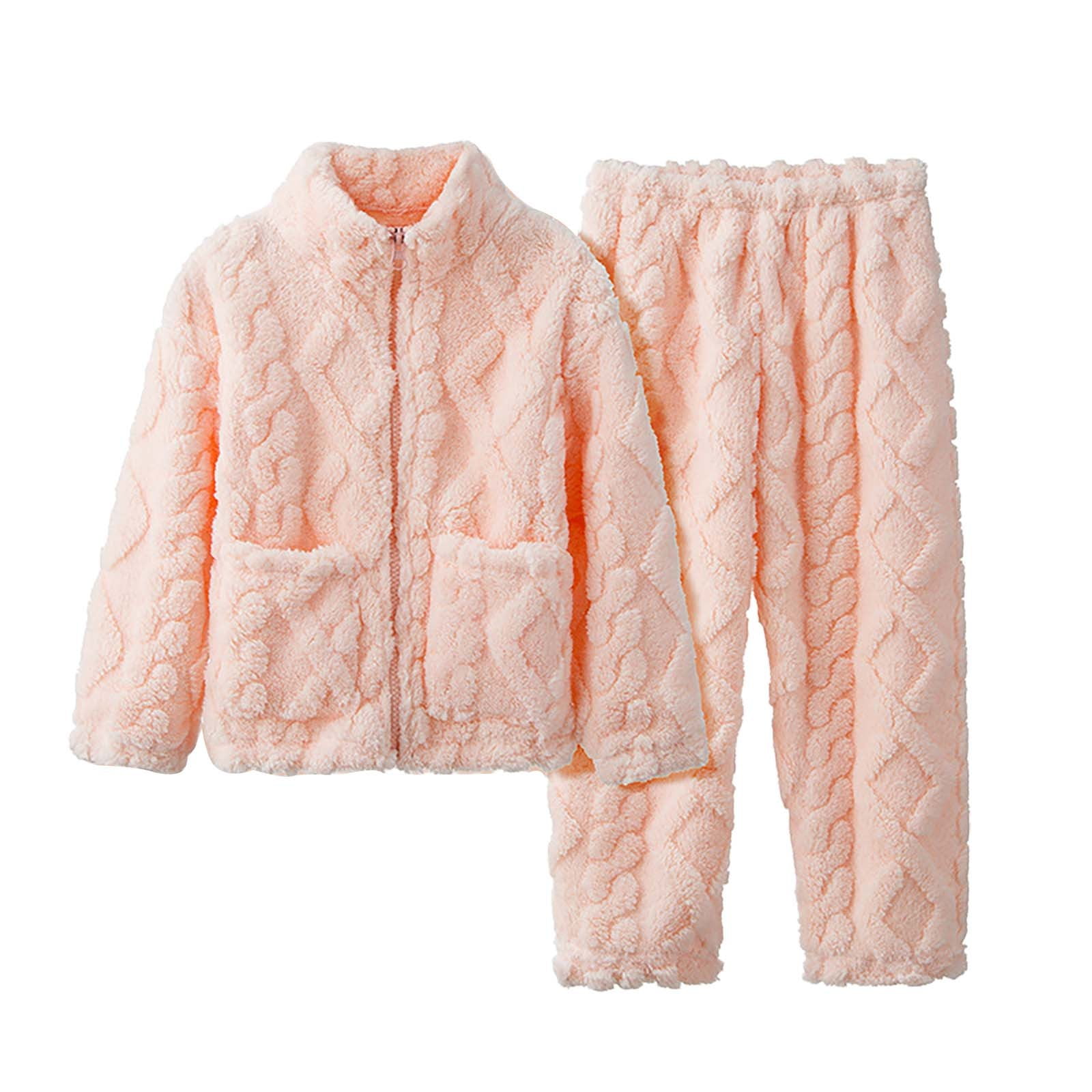 Ruyang Kids Fuzzy Pajama Set Warm Furry Long Sleeve Sleepwear Plush ...