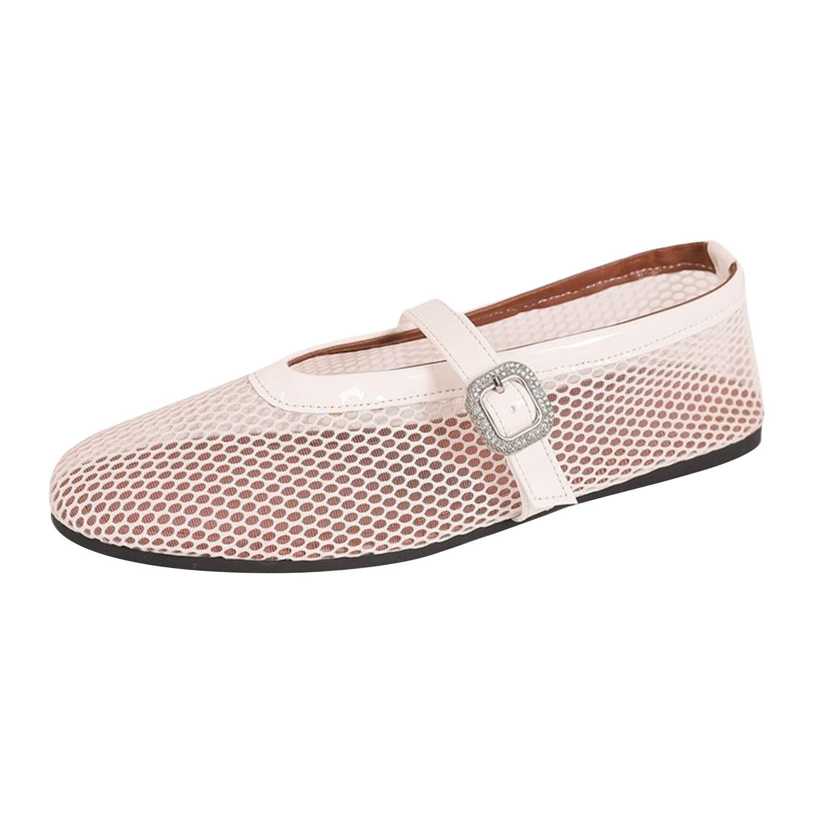 Ruyang Mesh Ballet Flats for Women Buckle Strap Round Toe Wide Width ...