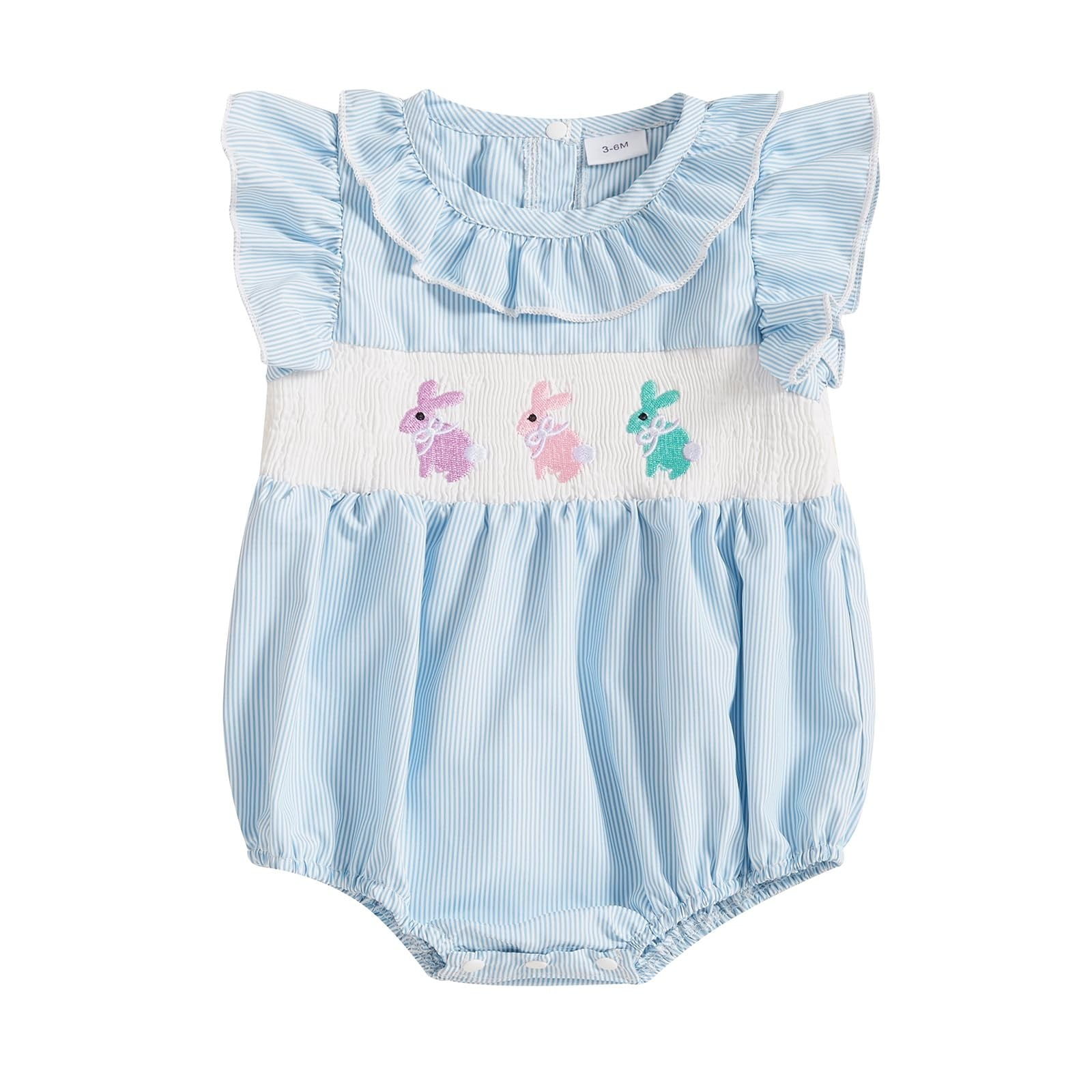 Ruyang New Born Baby Girl Smocked Romper Embroidery Ruffle Collar ...