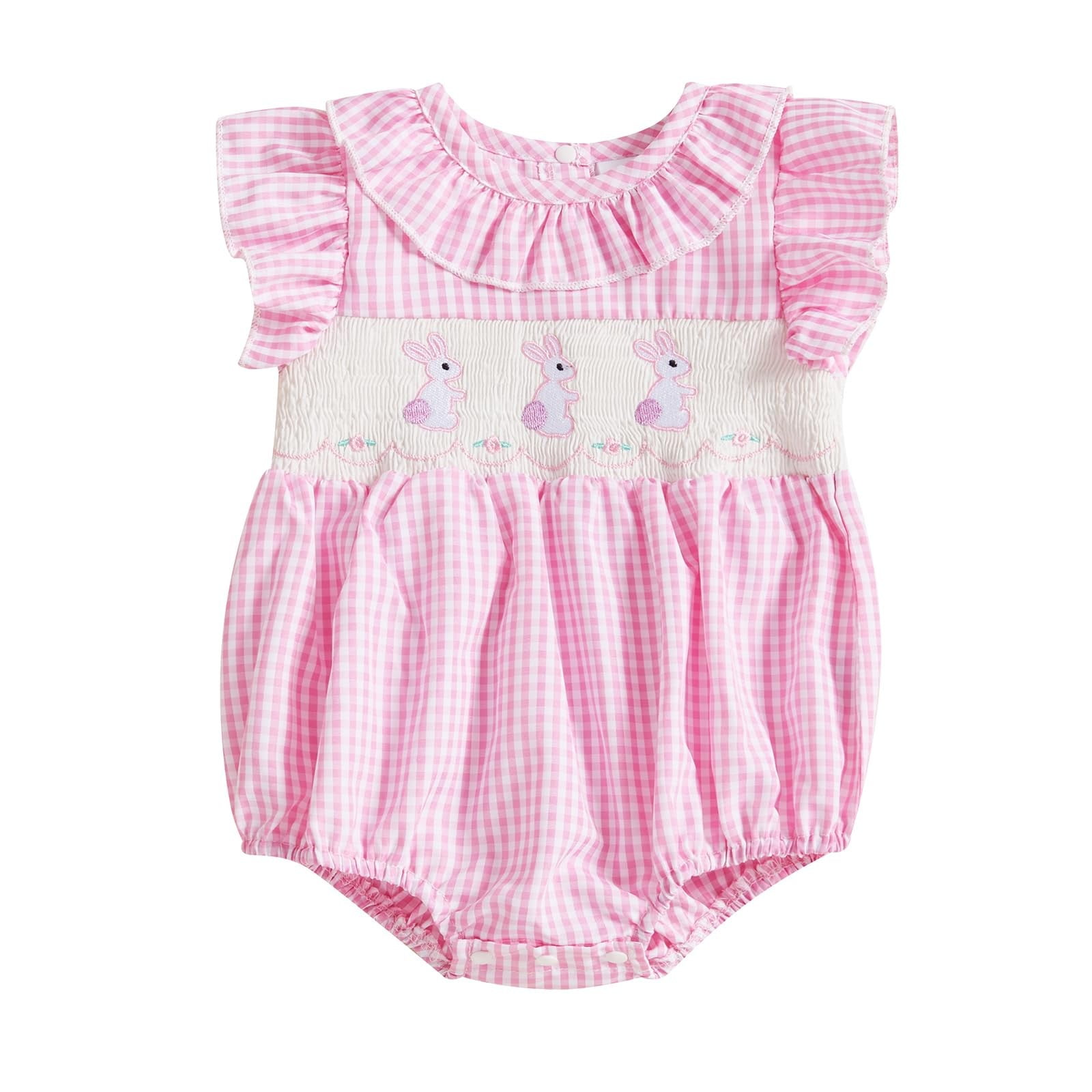 Ruyang New Born Baby Girl Smocked Romper Embroidery Ruffle Collar ...