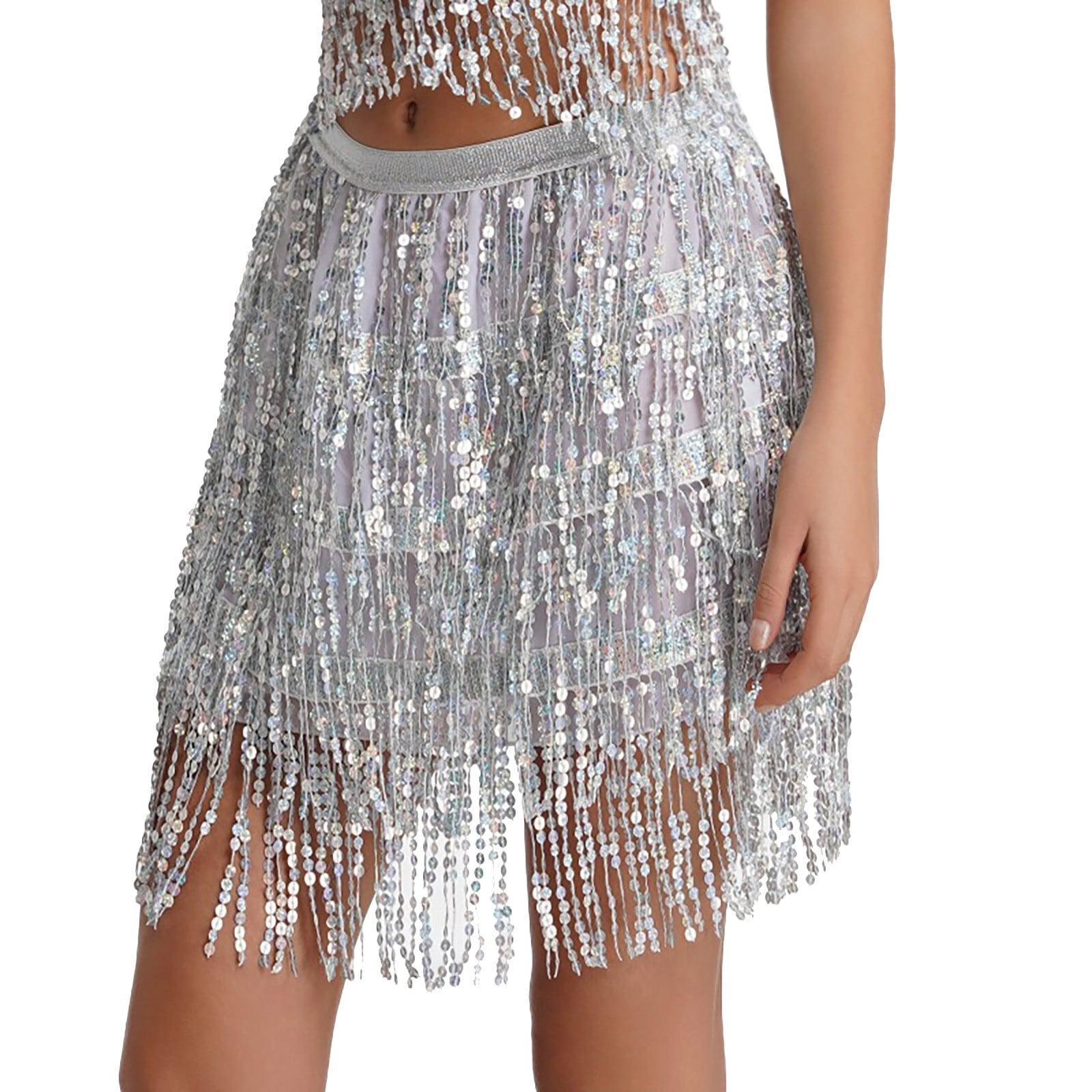 Ruyang Sequin Fringe Skirt Women's Nightclub Skirt Stage With Sparkly Sparkly Costume Fashion ...