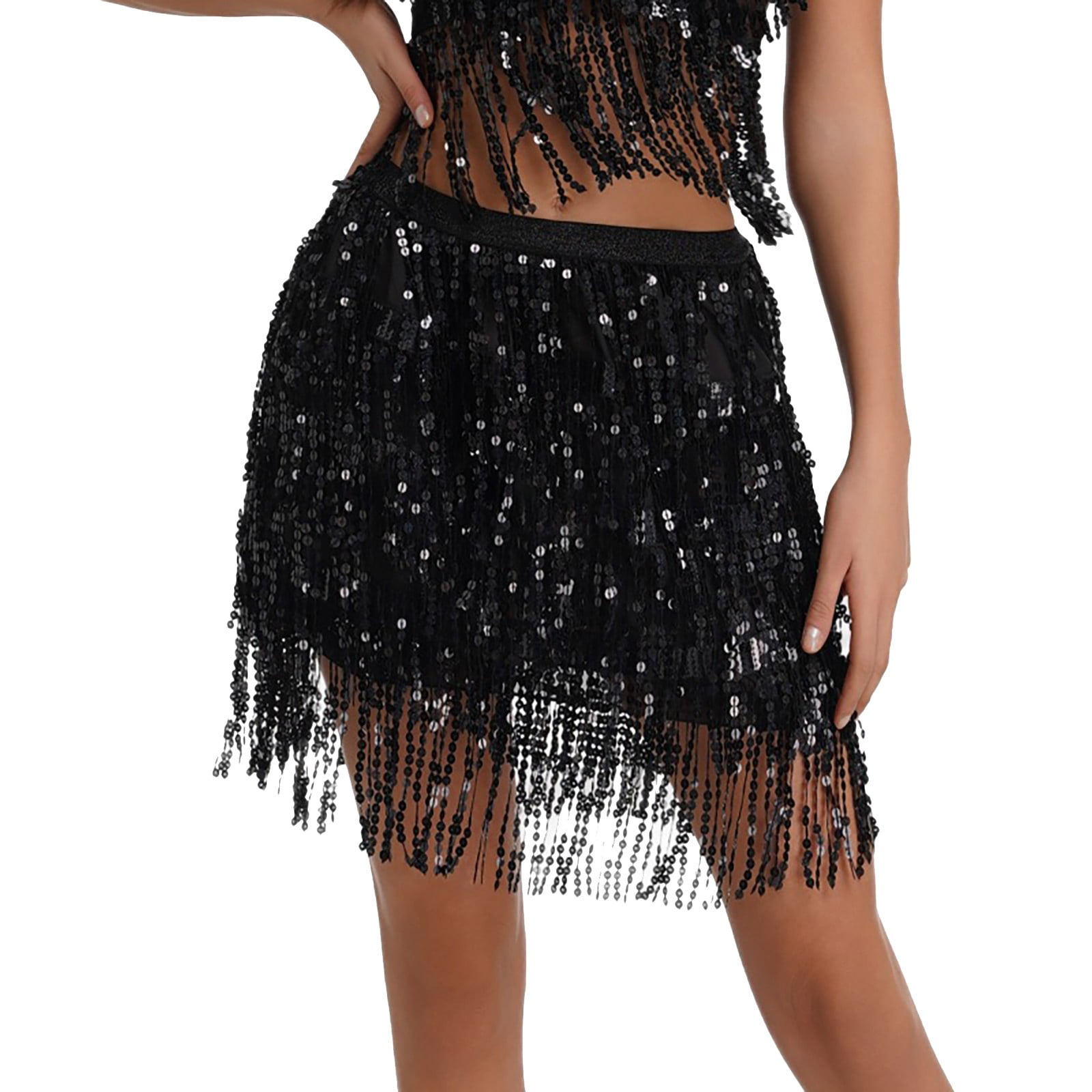 Ruyang Sequin Fringe Skirt Women's Nightclub Skirt Stage With Sparkly Sparkly Costume Fashion ...