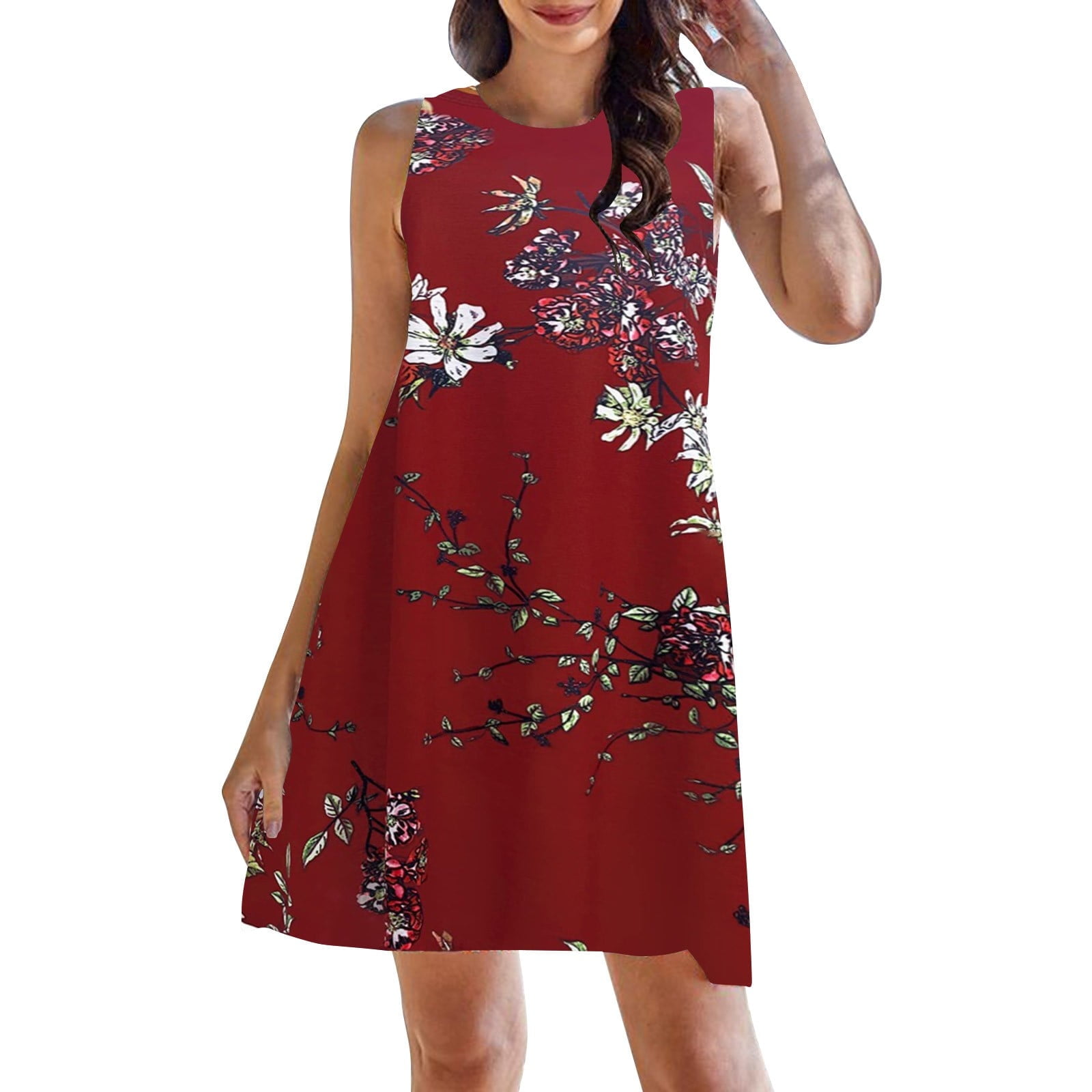 Ruyang Summer Dresses for Women Casual Sleeveless Tshirt Beach Flowy ...