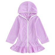 Pink Lemonade Girls Hooded Terry Swim Cover Up, Absorbent, Zipper, UV ...