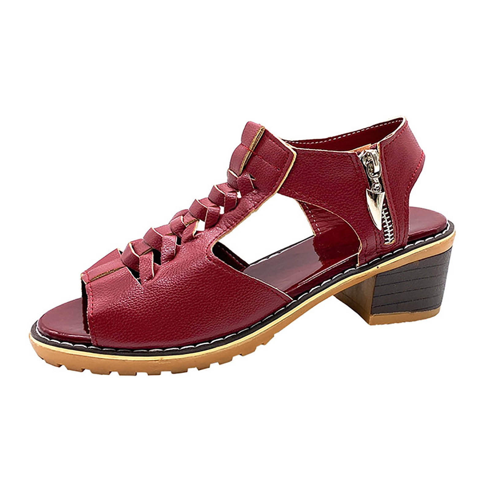 Ruyang Women Platform Open Toe Ankle Strap Zipper Back High Heel ...