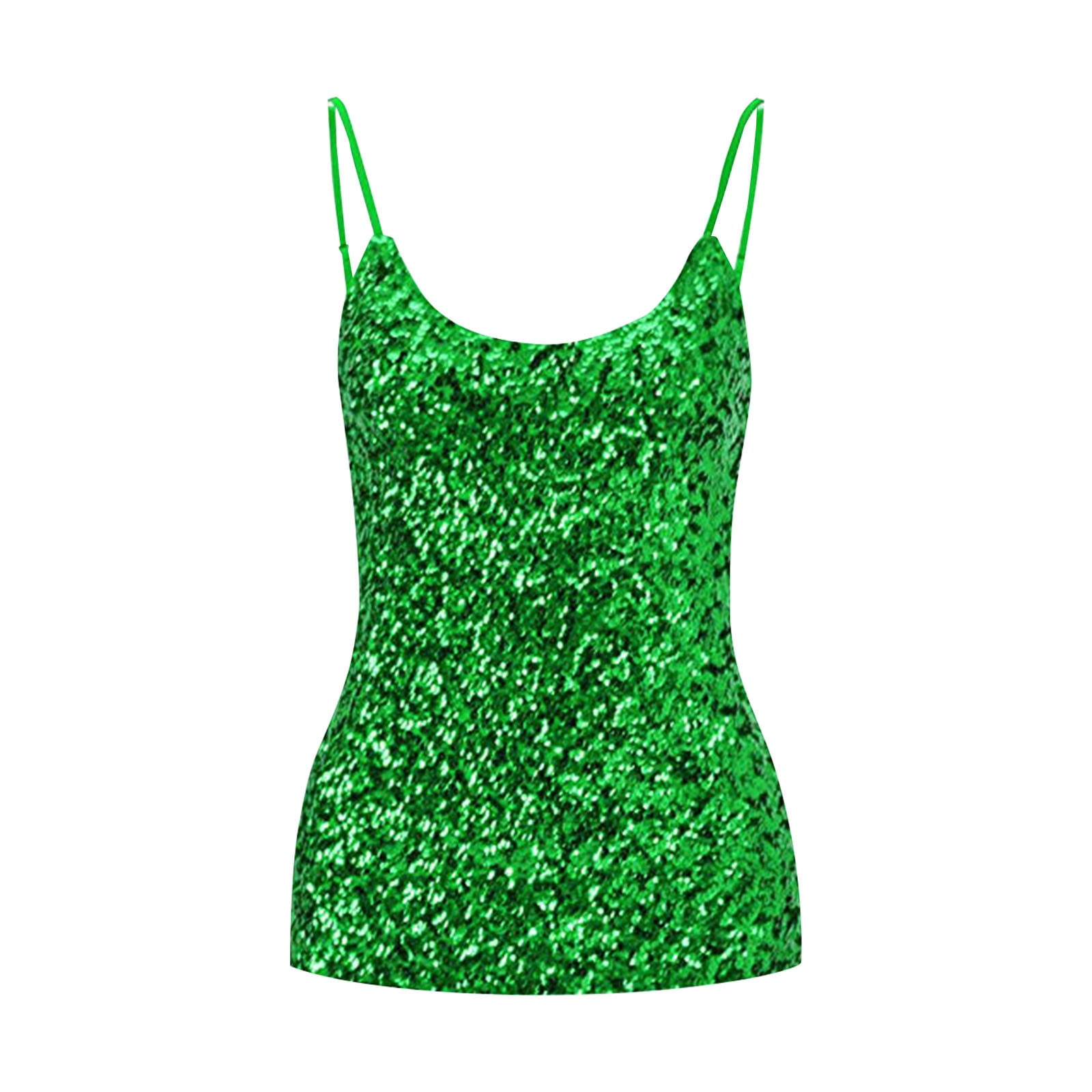 Ruyang Women's Sequin Tops Sleeveless Glitter Camisole Vest Adjustable ...