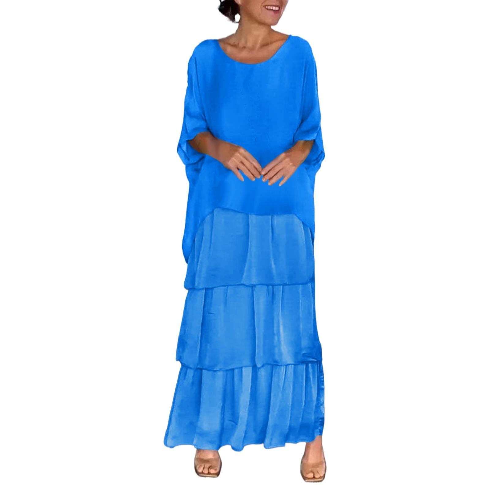 Ruyang Women's Summer Dresses Cotton Ruffle Tiered Half Sleeves Baggy ...