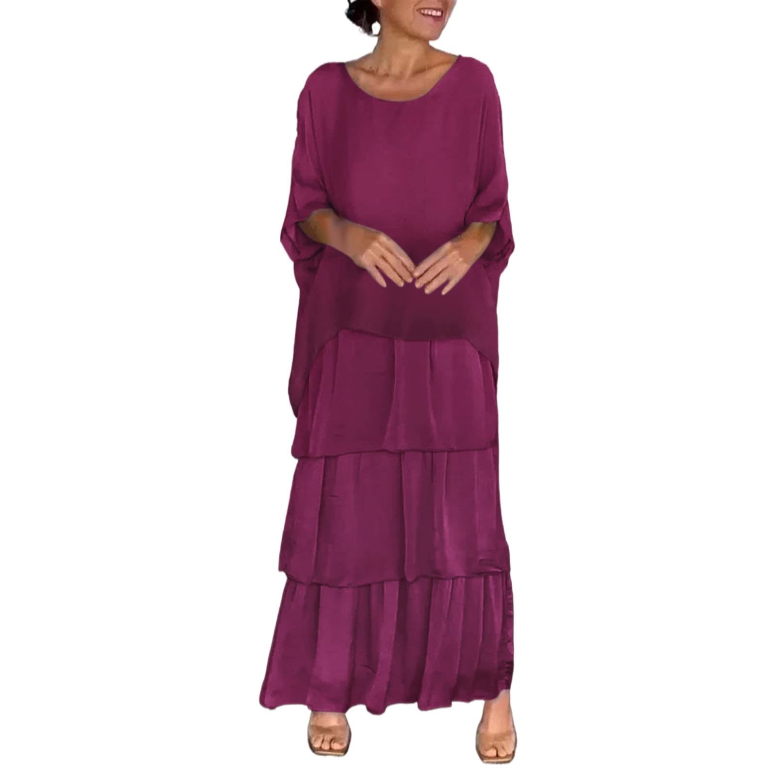 Ruyang Women's Summer Dresses Cotton Ruffle Tiered Half Sleeves Baggy ...