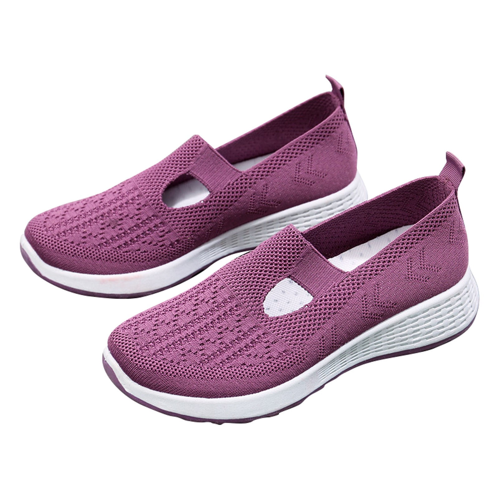 Ruyang Women's Woven Orthopedic Breathable Soft Shoes Go Walking Slip On Foam Shoes Hands Slip ...