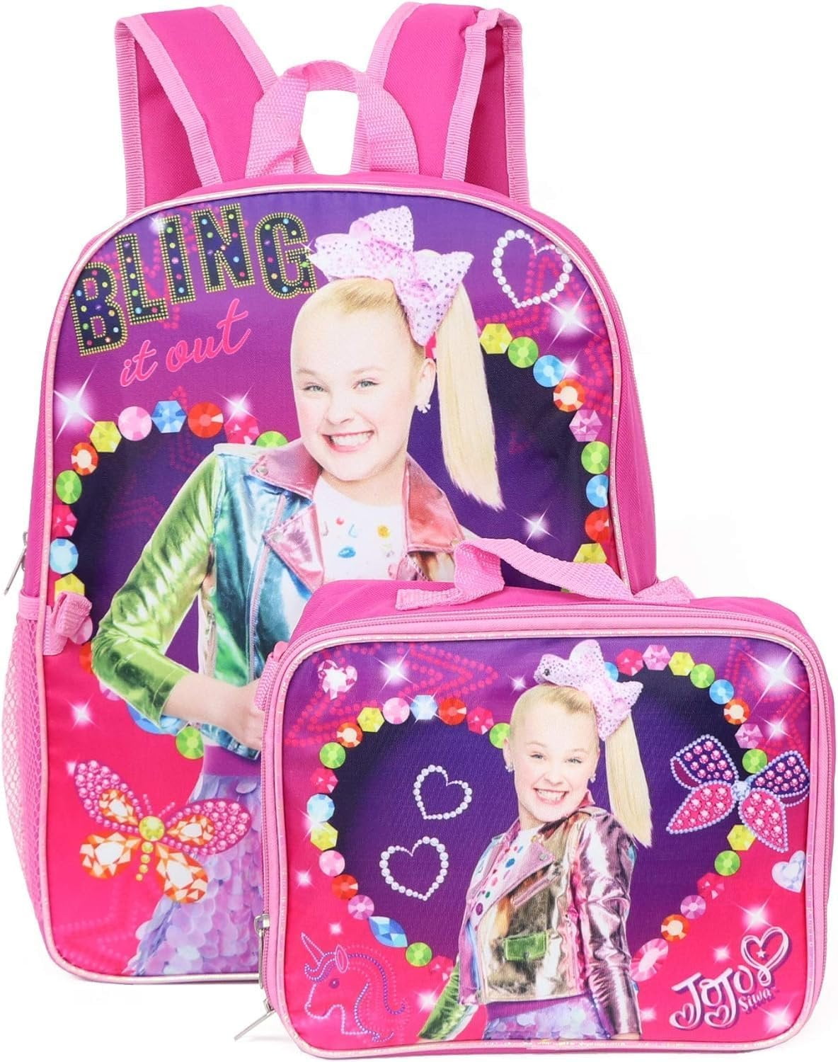 Ruz Girls Jojo Siwa 16" Backpack with Detachable Lunch bag Kids School ...