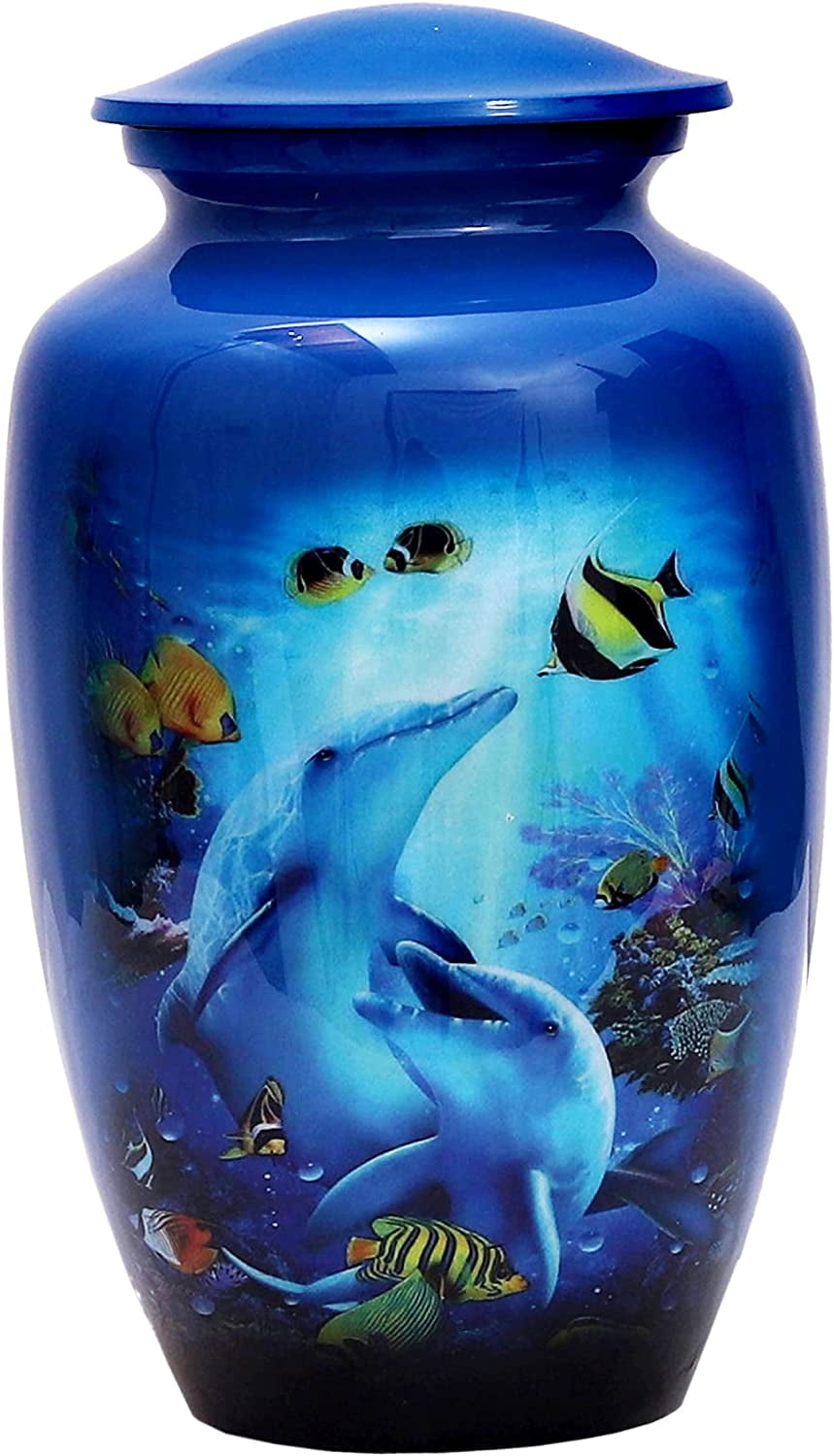 RUZIOON Dolphin Ocean Blue Cremation Urn - Handcrafted Funeral Urn ...