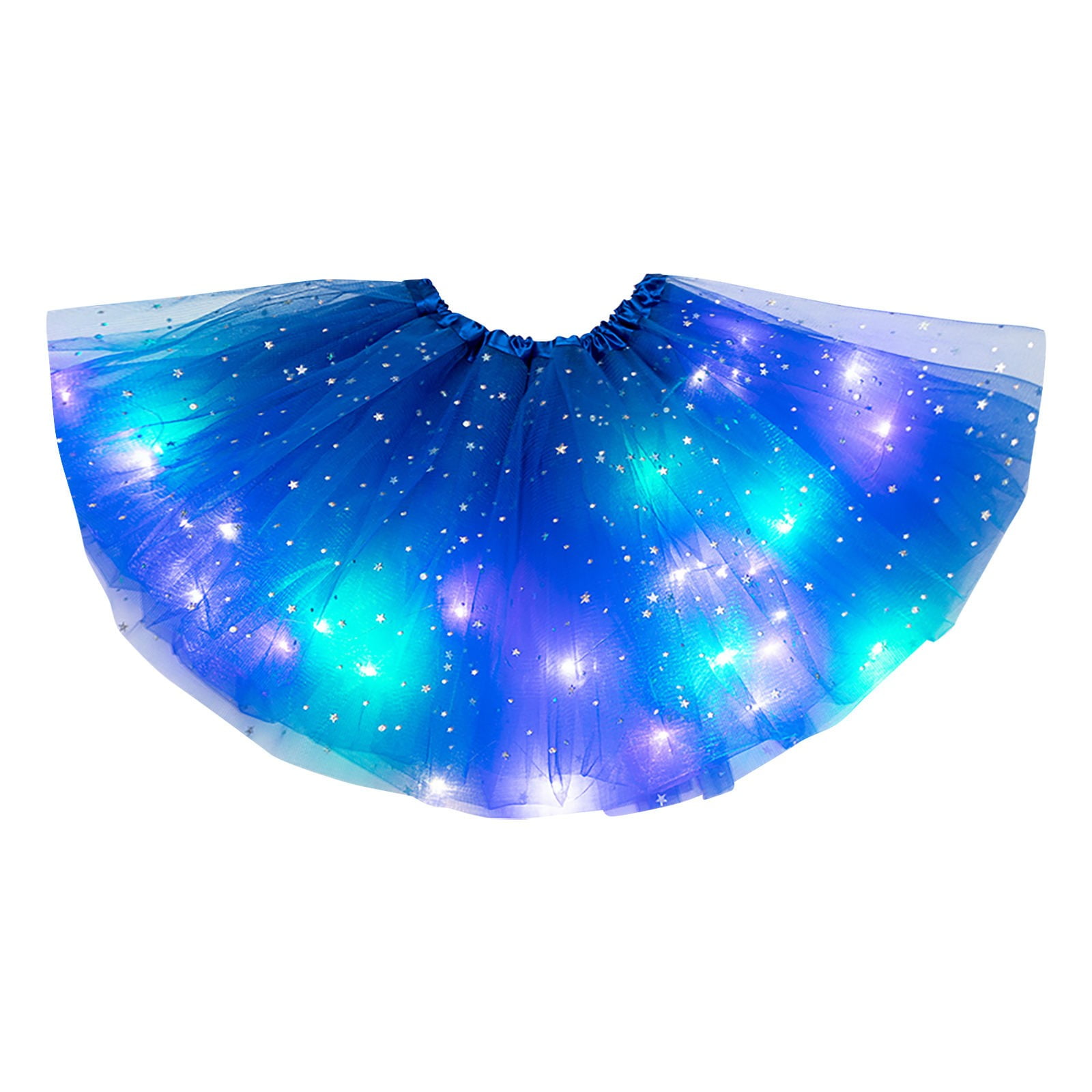 Ruziyoog Women LED Lights Women Tutu Skirt 3 Layer Of Stars Mesh Puffy ...