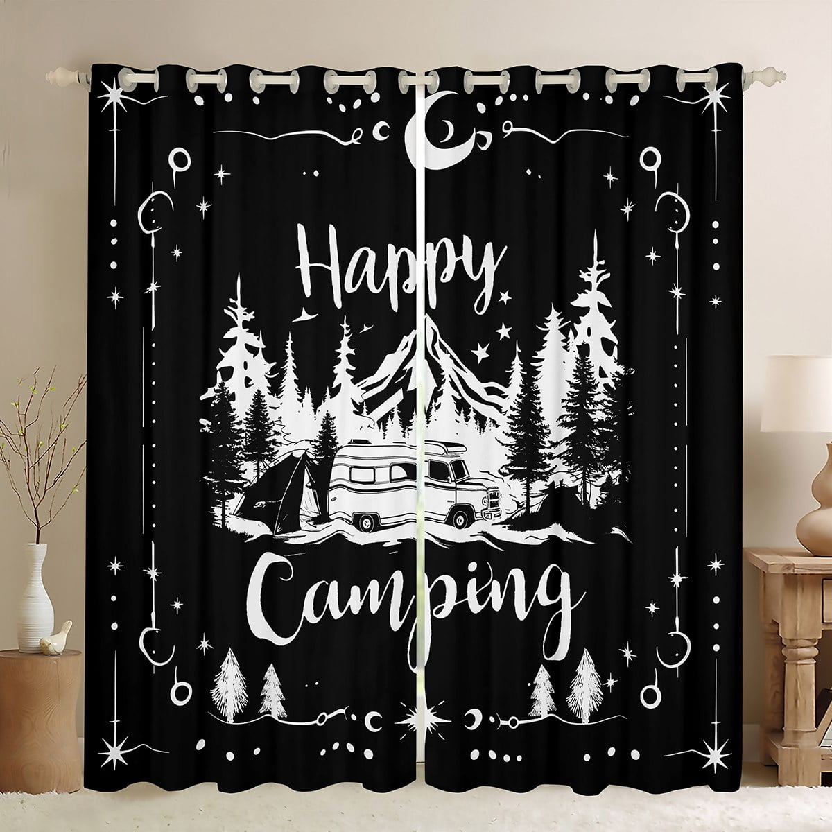 Rv Curtains for Camper Decor Curtains & Drapes, Happy Camping 30%-50% ...