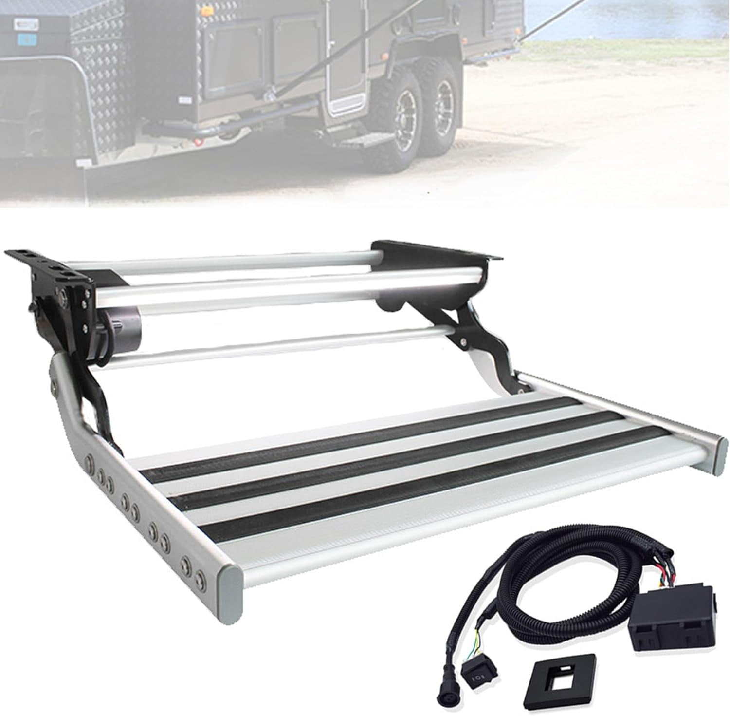 Rv Entry Steps, Trailer Steps Folding, with Light, Telescopic Anti Skid ...