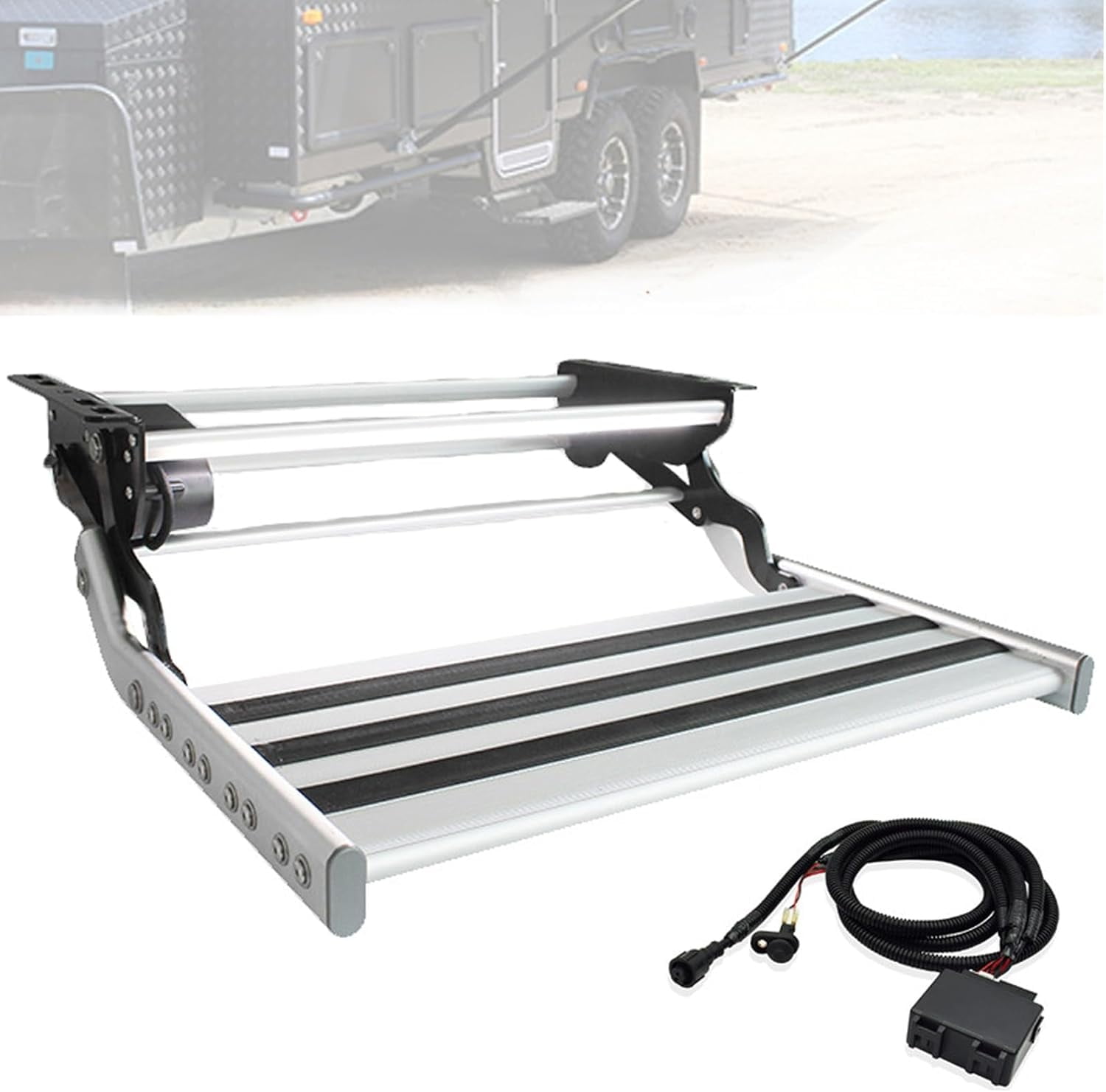 Rv Entry Steps, Trailer Steps Folding, with Light, Telescopic Anti Skid ...