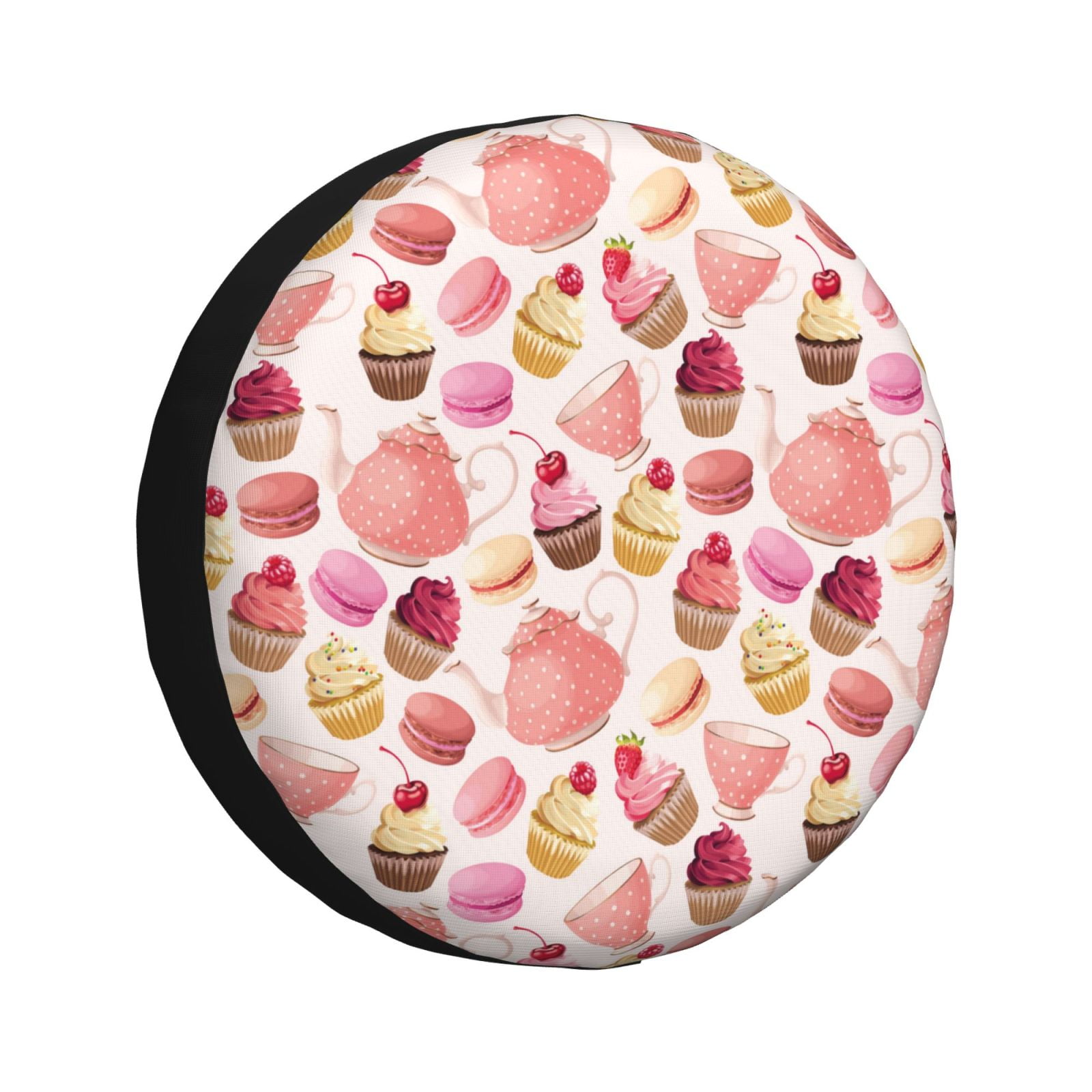 Rv Spare Tire Cover 15 inch - Macaroon Cupcake Print Pink Tire Covers for Trailers, Adjustable ...