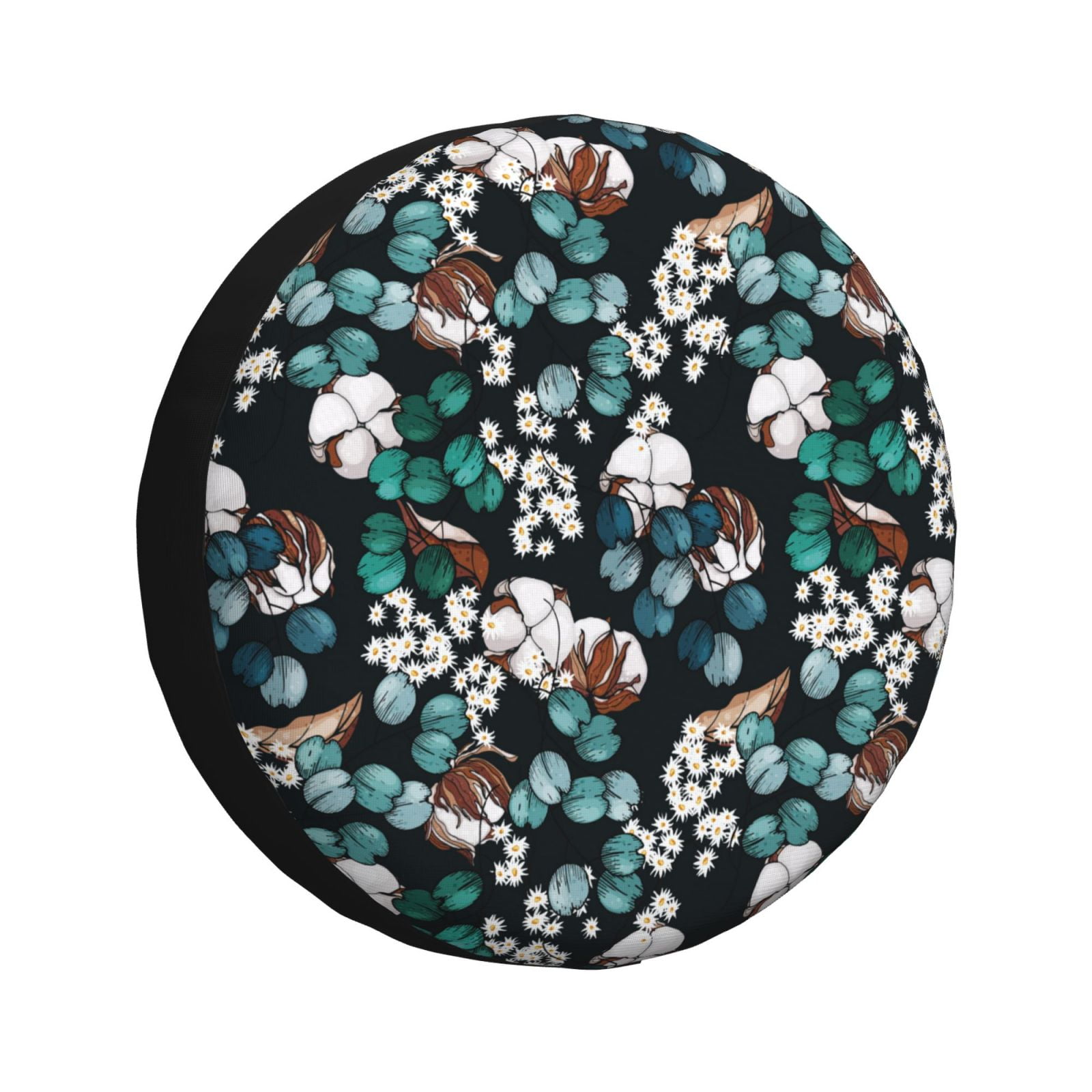 Rv Spare Tire Cover 15 inch - white flowers Tire Covers for Trailers ...