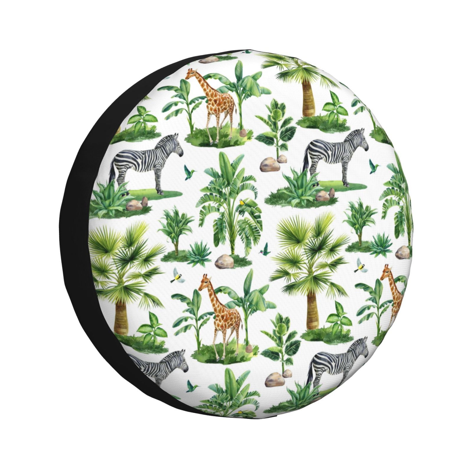 Rv Spare Tire Cover 15 inch - zebra Giraffe Tropical palm tree Tire ...