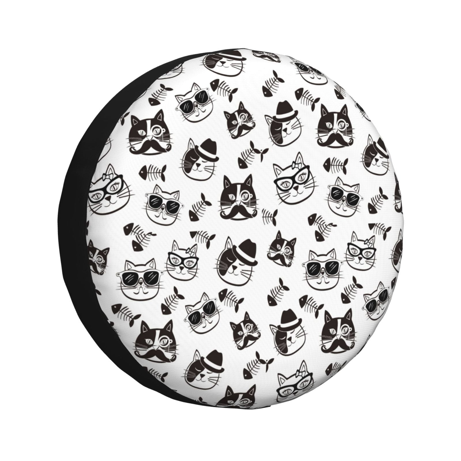 Rv Spare Tire Cover 16 In - Sketch Line Cute Cat Fish Bone Adjustable ...