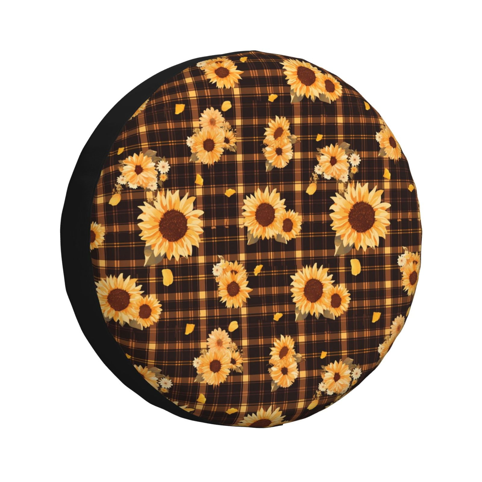 Rv Spare Tire Cover 16 inch - Brown Plaid Sunflower Tire Covers for ...