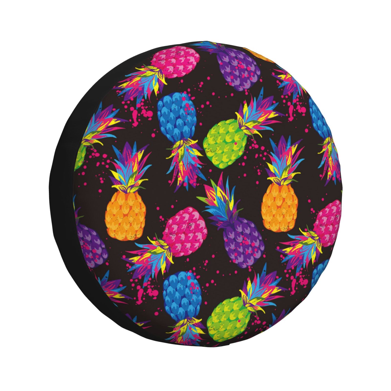 Rv Spare Tire Cover 16 inch - Colorful Pineapple Black Tire Covers for ...