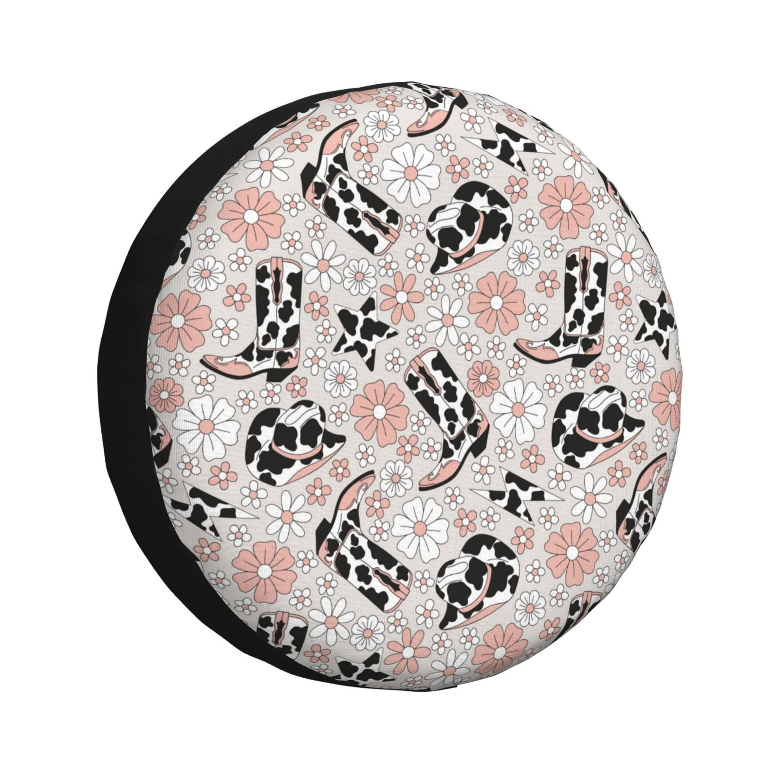 Rv Spare Tire Cover 16 inch - Cow Print Cowboy Hat Boots Flower Tire ...