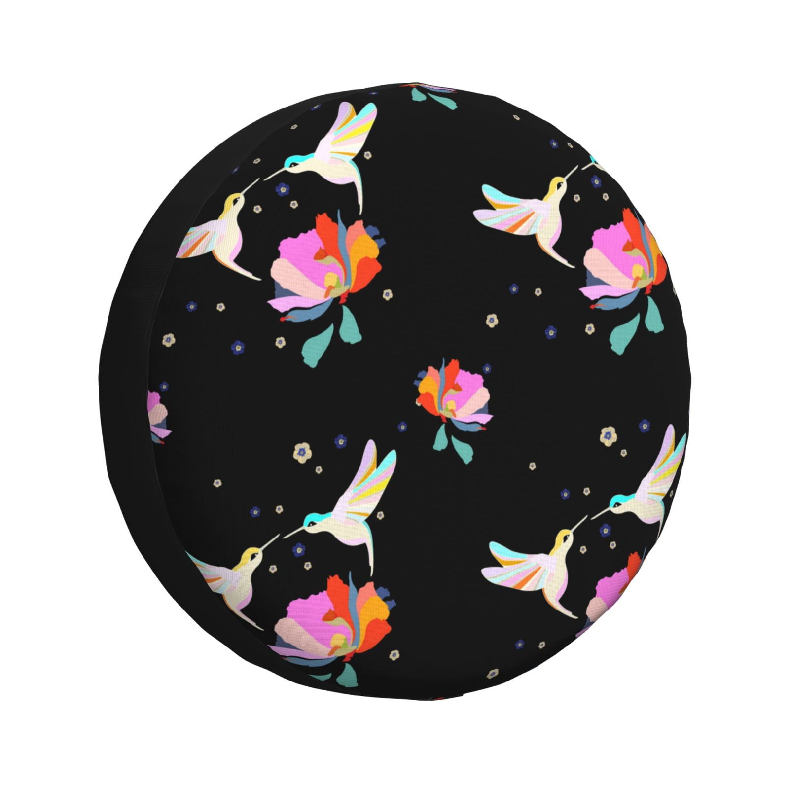 Rv Spare Tire Cover 16 inch - Flower Hummingbird Black Tire Covers for ...