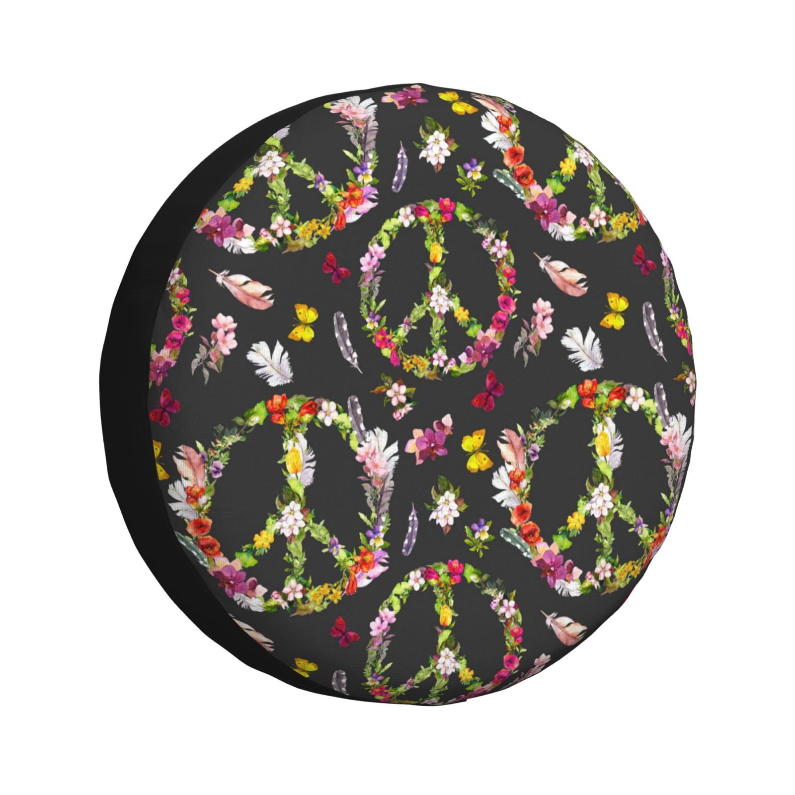 Rv Spare Tire Cover 16 inch - Peace sign flowers butterfly feathers ...