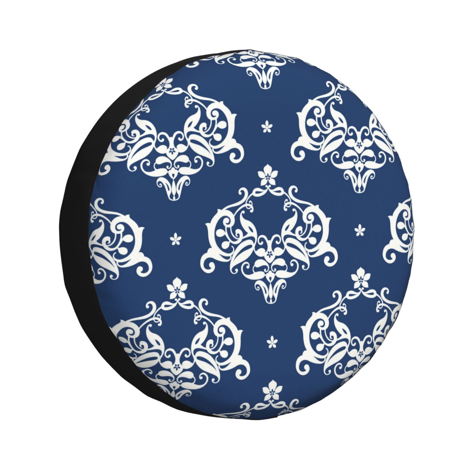 Rv Spare Tire Cover 16 inch - Traditional vintage navyblue print Tire ...