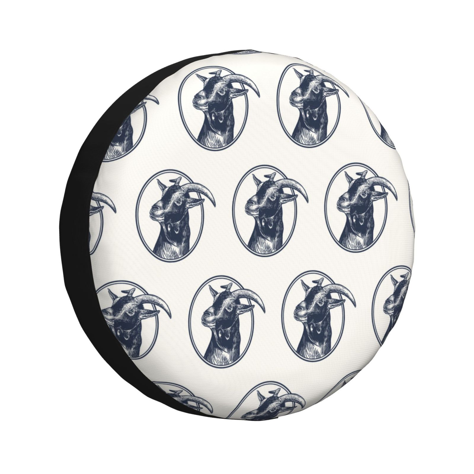 Rv Spare Tire Cover 17 inch - Black White Hand Drawn Goat Head Tire ...