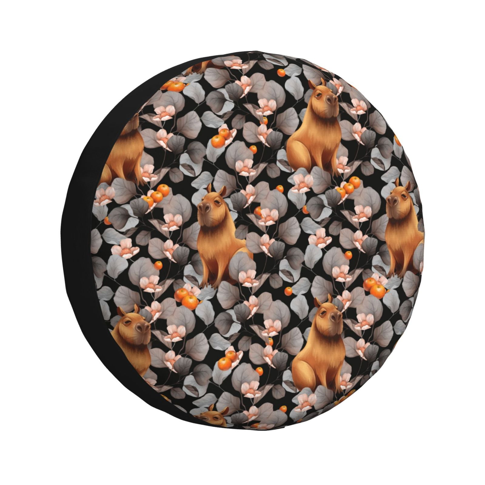 Rv Spare Tire Cover 17 inch - Capybara Flower Orange Tire Covers for ...