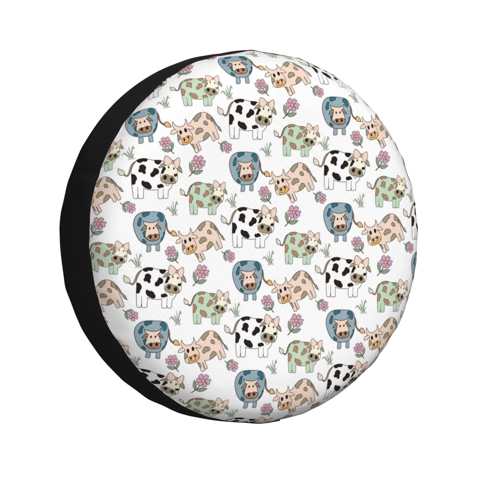 Rv Spare Tire Cover 17 inch - Cartoon Cute Cow Flower Funny Tire Covers ...