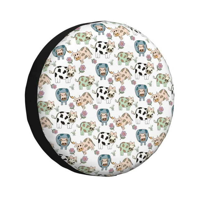 Rv Spare Tire Cover 17 inch - Cartoon Cute Cow Flower Funny Tire Covers ...