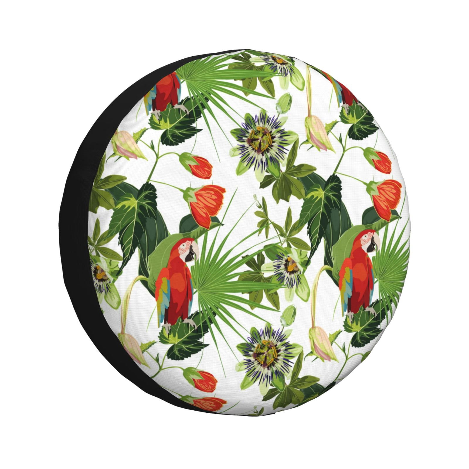 Rv Spare Tire Cover 17 inch - Red Macaw Parrot Flower Plant Tire Covers ...