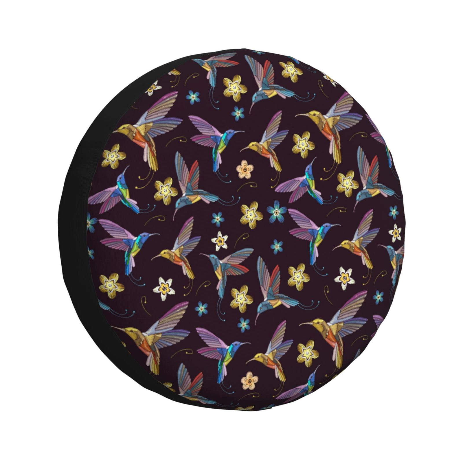 Rv Spare Tire Cover - Floral Hummingbird Print Black Tire Covers for ...