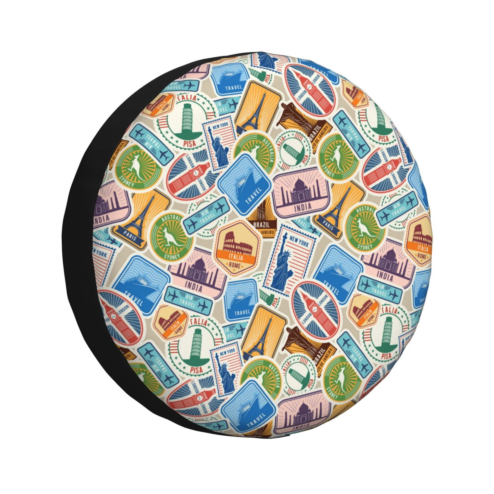 Rv Spare Tire Cover - travel stamp Print Tire Covers for Trailers ...