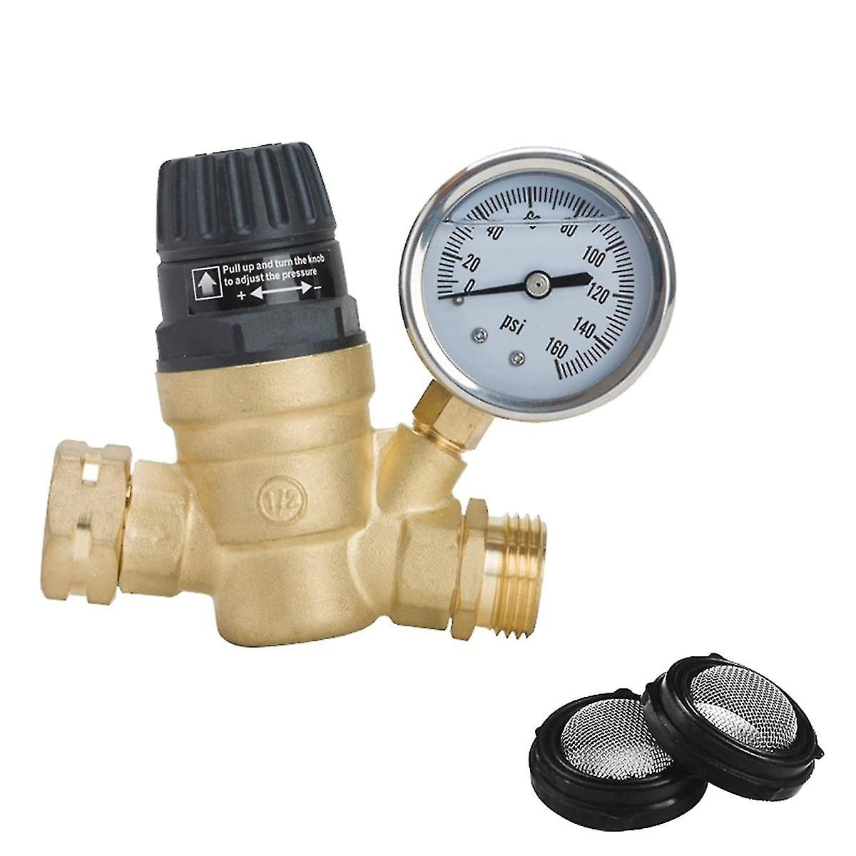 Rv Water Pressure Regulator Adjustable Handle With Gauge For Rv ...