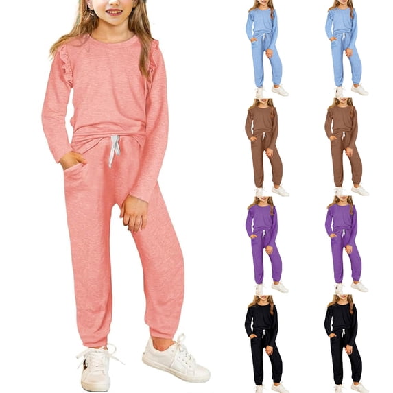Rvasteizo Boys Girls Classic Outfit Set Solid Top Pocket Long Pant Home ...