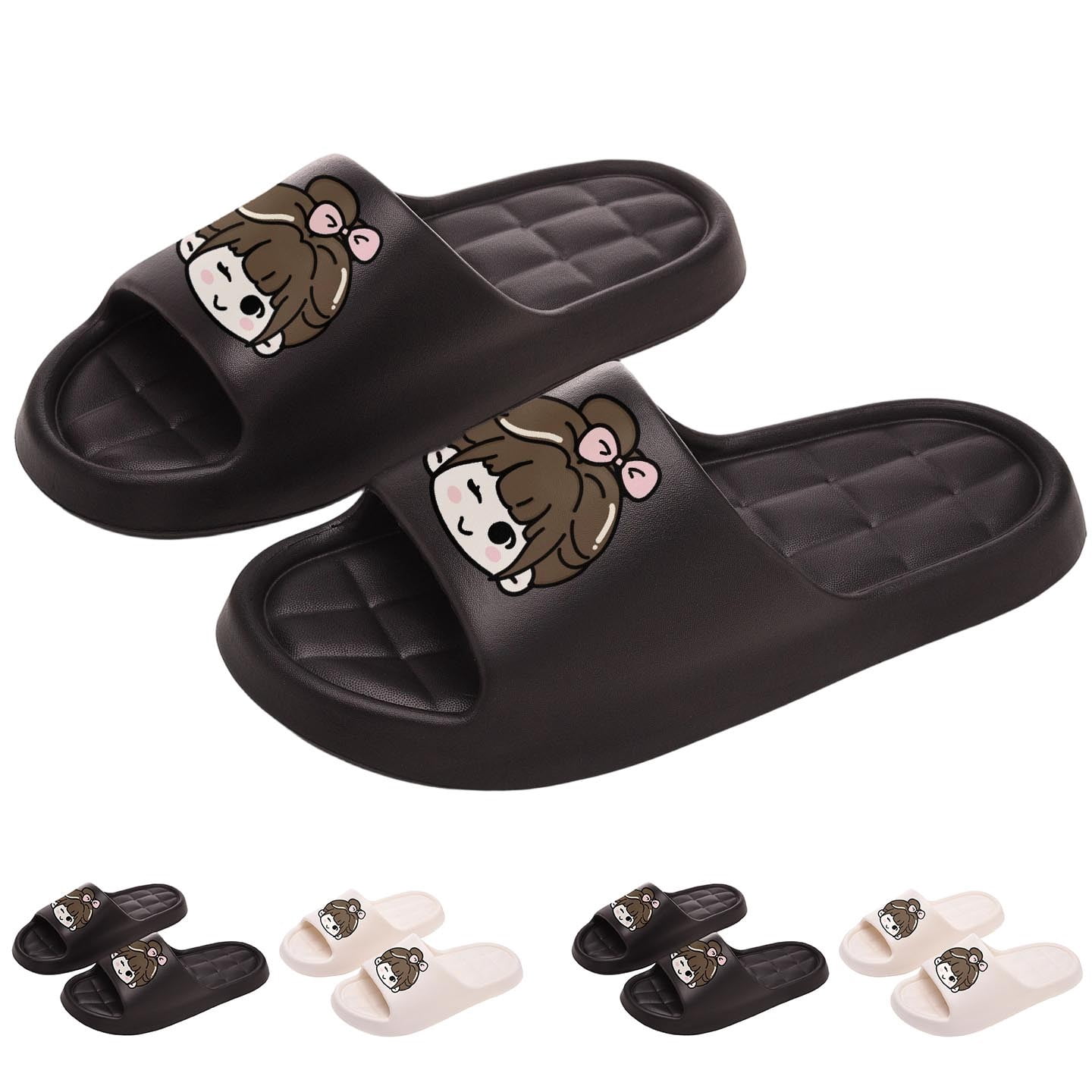 Rvasteizo Couple Slippers Print Thick Soft Sole Indoor Comfy Household ...