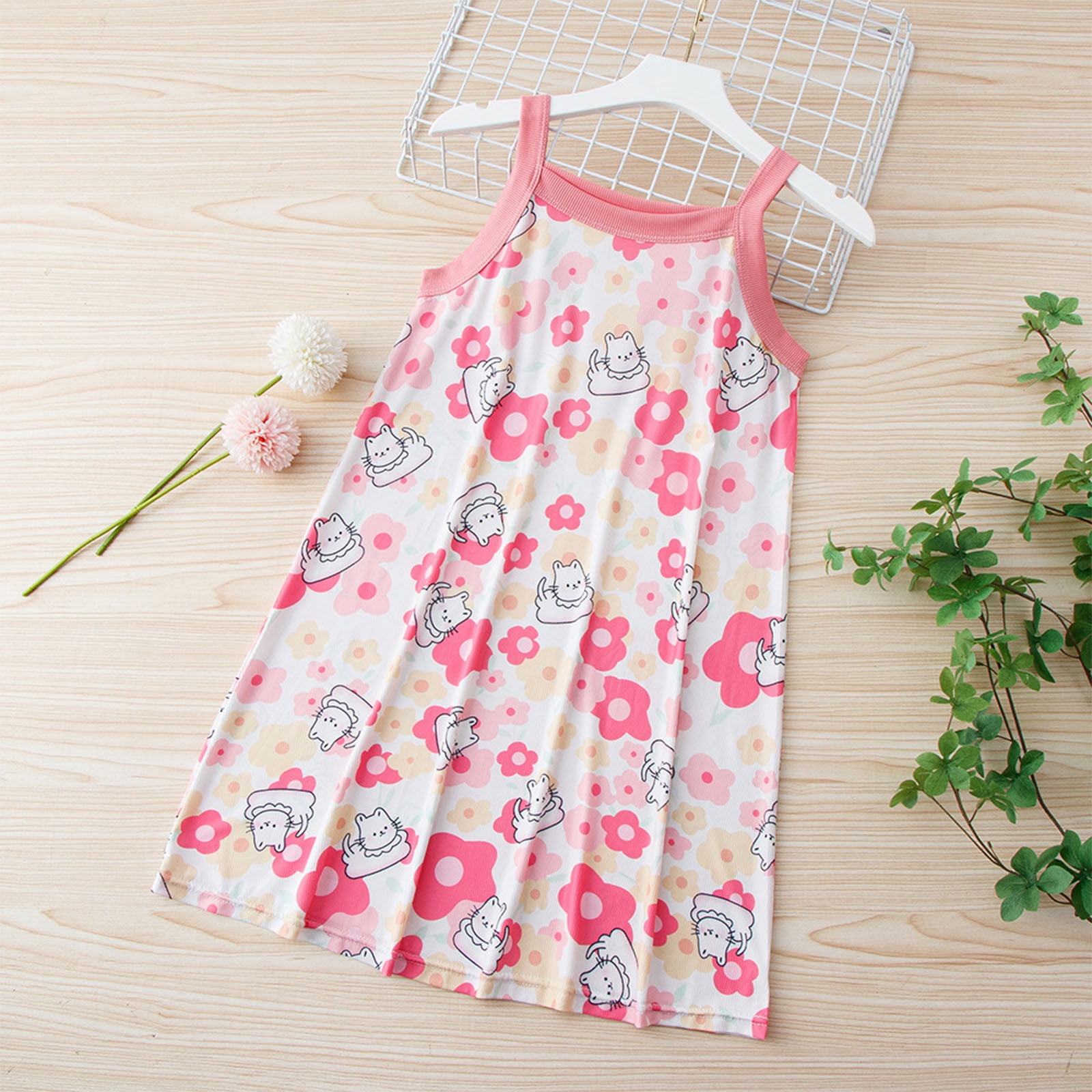 Rvasteizo Girls Classic Dress Print Strap Beach Casual Sleep Outfit ...