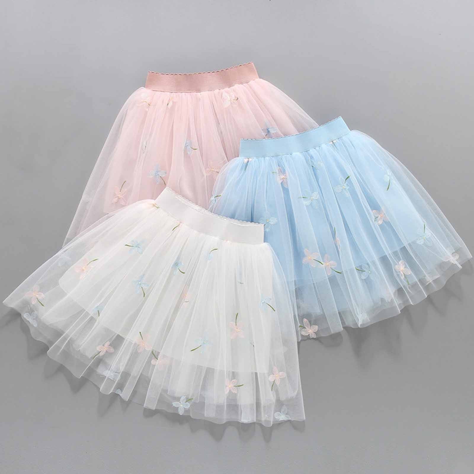 Rvasteizo Girls Mesh Flared Mini Skirt Embroidery Detail Princess Style ...