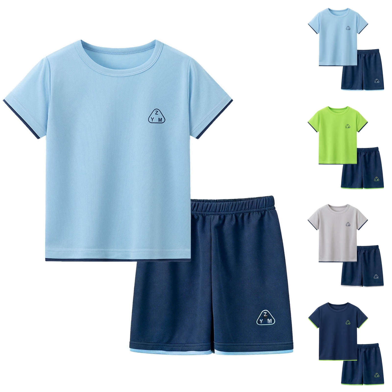 Rvasteizo Kids Classic Outfit Set Solid Crew Neck Short Sleeve Top Mesh ...