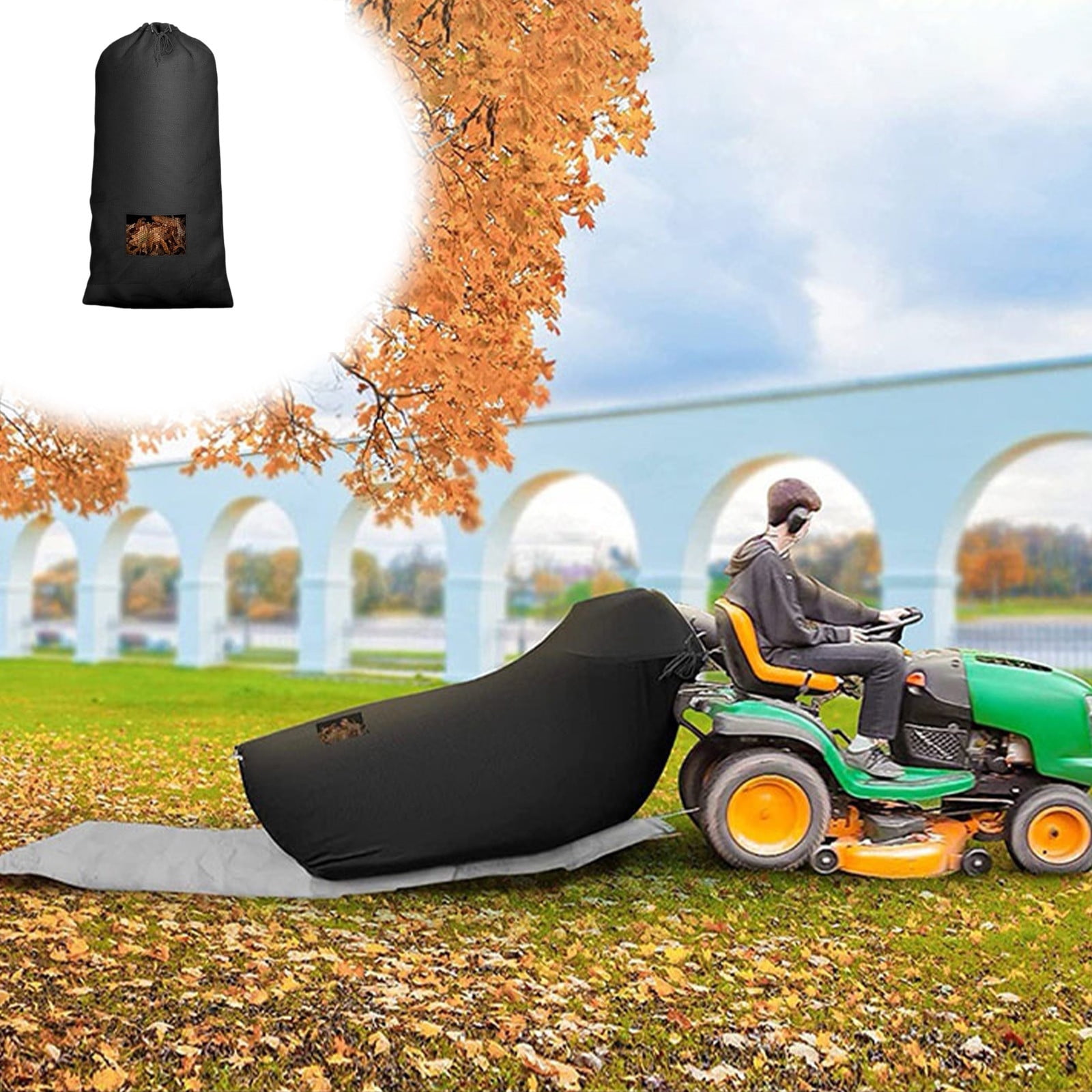 Rvasteizo Meadow Gardening Tractor Leaf Storage Bag Garden Leaf Collection Bag Yard Cleaning Machine Storage Bag Large Leaf Storage Bag Garden Leaf