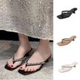 Rvasteizo Women Slippers Rhinestone Open Toe Slim Low Heel Layout ...