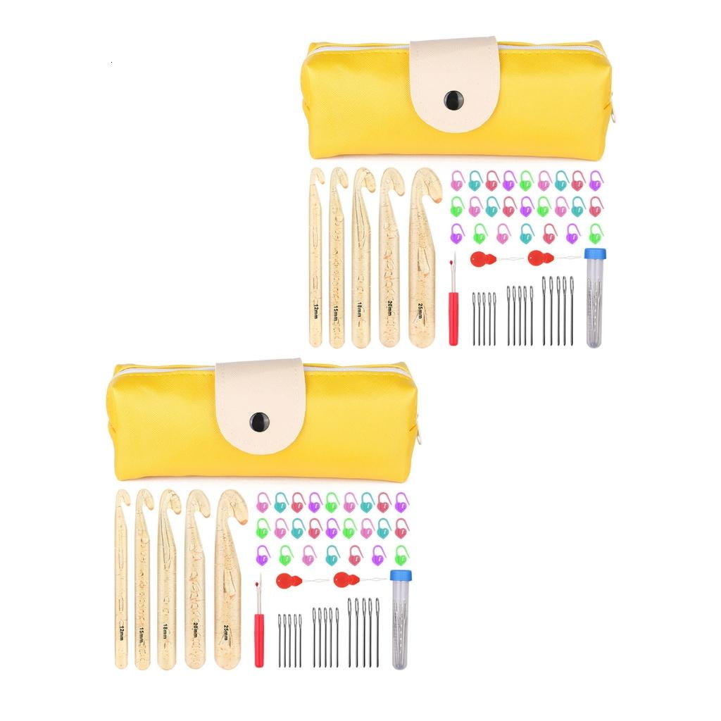 Rvaymup 100Pcs Ergonomic Crochet Hook Big Eye Knitting Needle Knitting ...