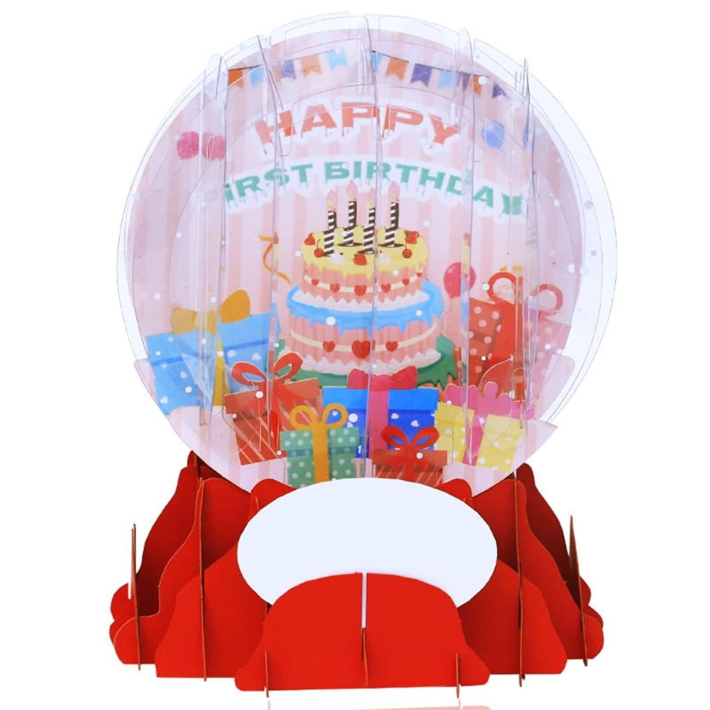 Rvaymup 3D Cake Crystal Ball Happy Birthday Greeting Card Folding ...