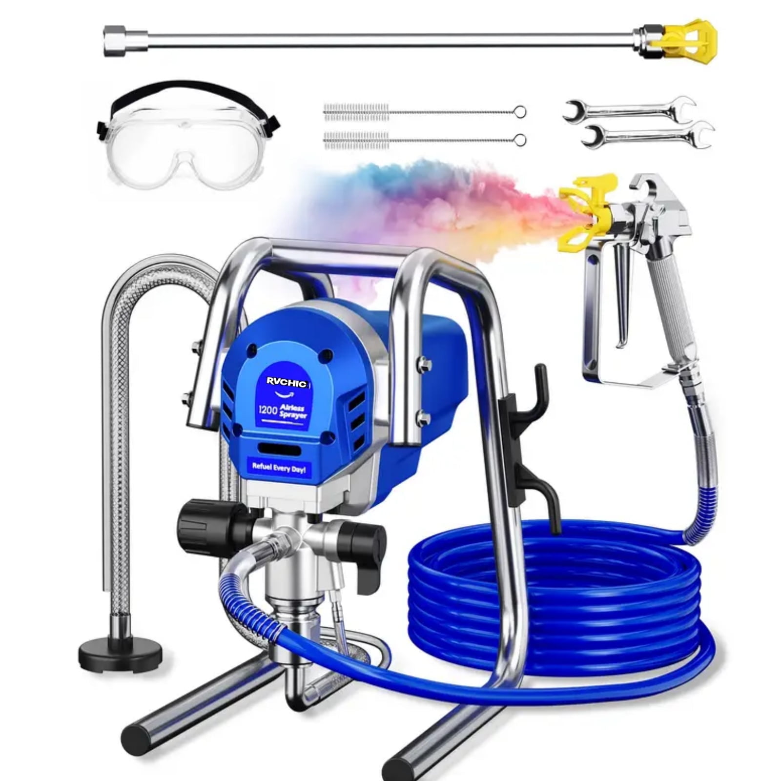 Rvchic 1200W 3300PSI Electric Airless Paint Sprayer with Extension Rod ...